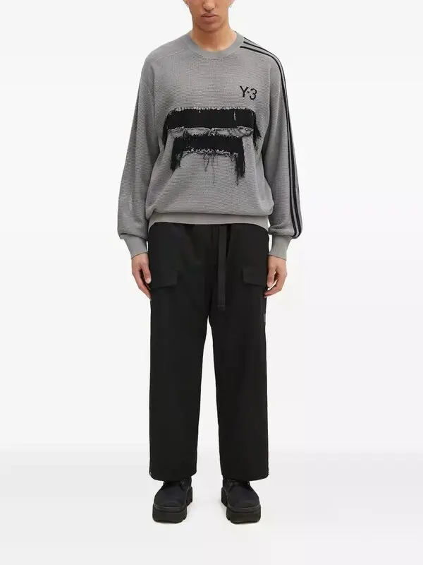 Y3 Crew Neck Sweater With Decorative Stitching