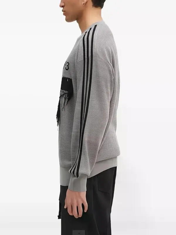 Y3 Crew Neck Sweater With Decorative Stitching