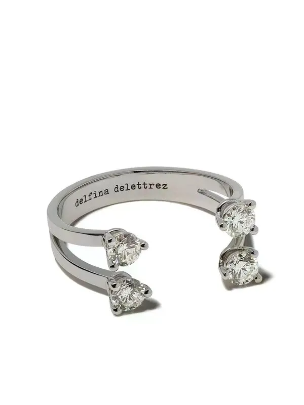 Delfina Delettrez 18 Carat White Gold Dots Ring With Diamonds - Silver