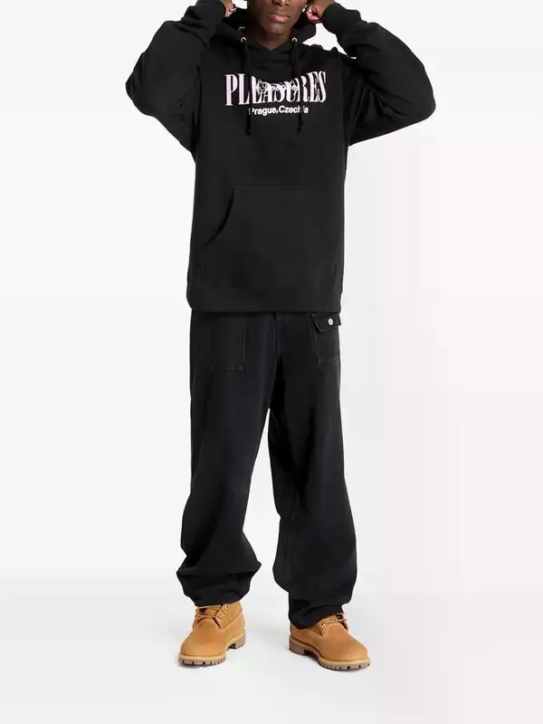 PLEASURES Logo Print Hooded Sweatshirt