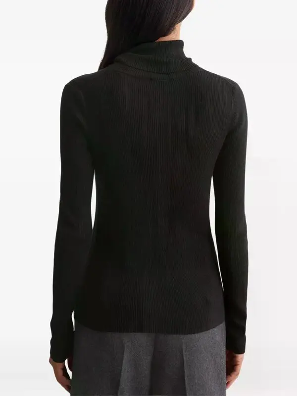 Marc O'polo Ribbed High Neck Long Sleeve Top - Black