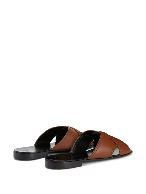 GIUSEPPE ZANOTTI Flavio Crossed-leather Sandals - Brown