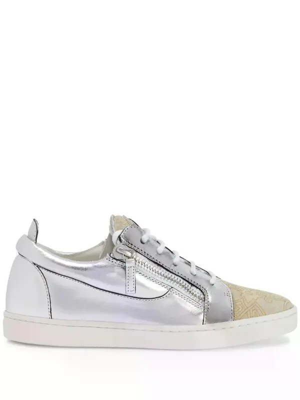 GIUSEPPE ZANOTTI Nicki Embroidered Leather Sneakers - Silver