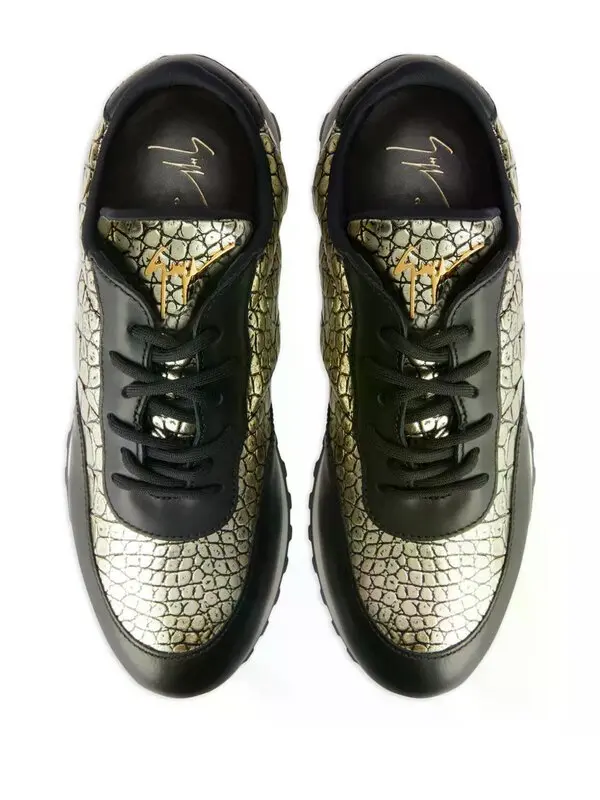 GIUSEPPE ZANOTTI Jimi Embossed Crocodile Effect Sneakers - Black