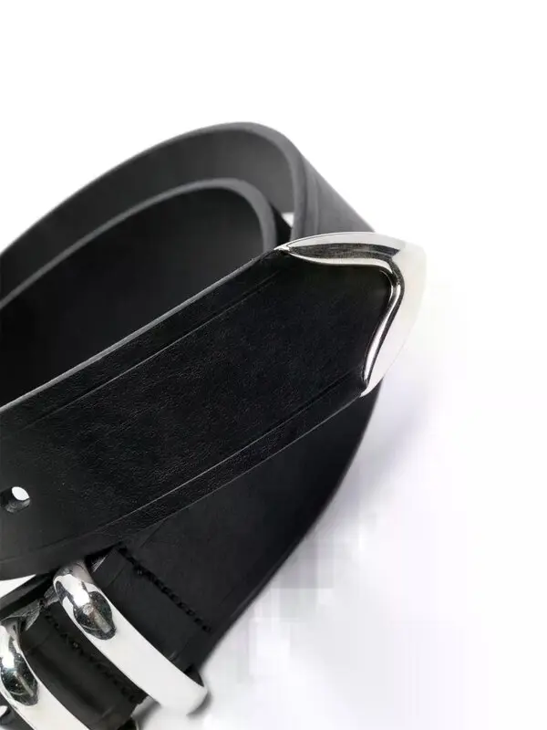 SUNFLOWER Leather Belt With Silver-tone Hardware
