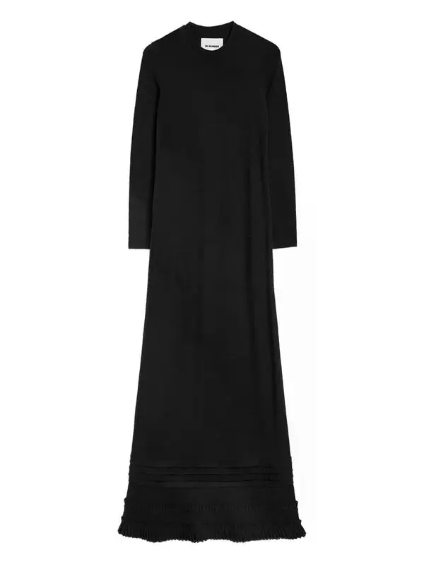 JIL SANDER Maxi Dress With Ruffle Detail - Black