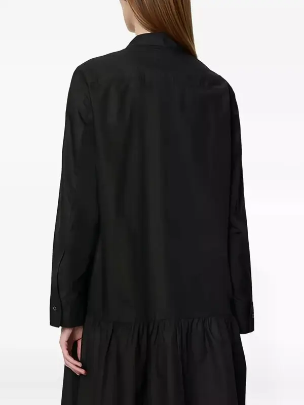 Marc O'polo Collared Long Sleeve Gathered Hem Dress - Black