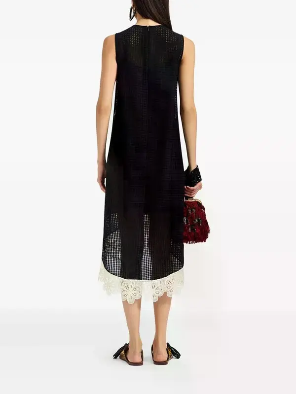 La DoubleJ La Scala Lace-embroidered Sleeveless Midi Dress