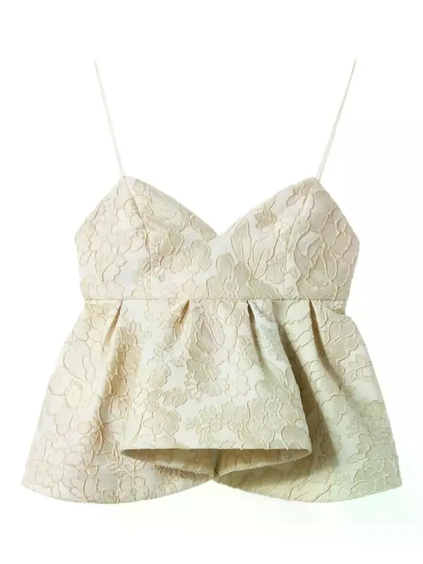 La DoubleJ Floral Lace Peplum Top - Neutrals