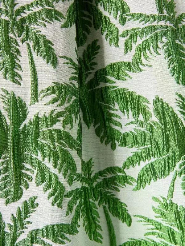 La DoubleJ Filter Palm-print Strapless Midi Dress