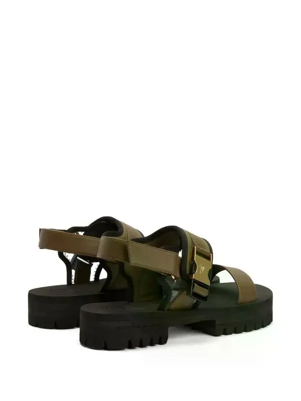 GIUSEPPE ZANOTTI Khaki Leather Logo-buckle Sandals
