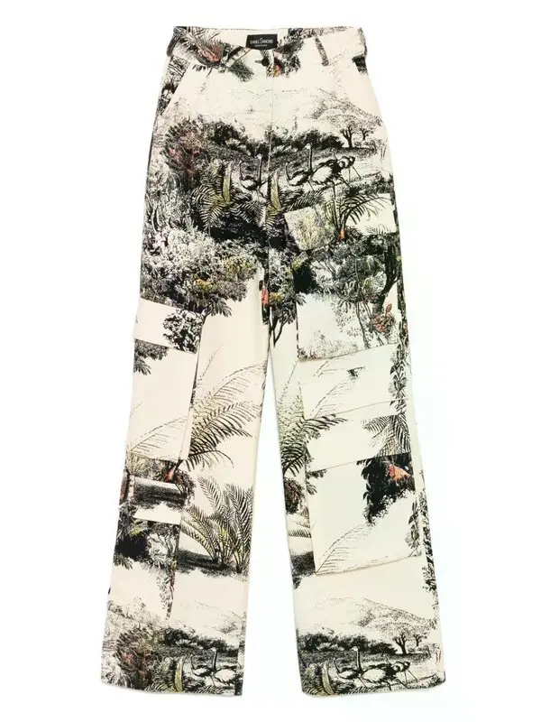 ISABEL SANCHIS Landscape Print Cargo Trousers - Neutrals