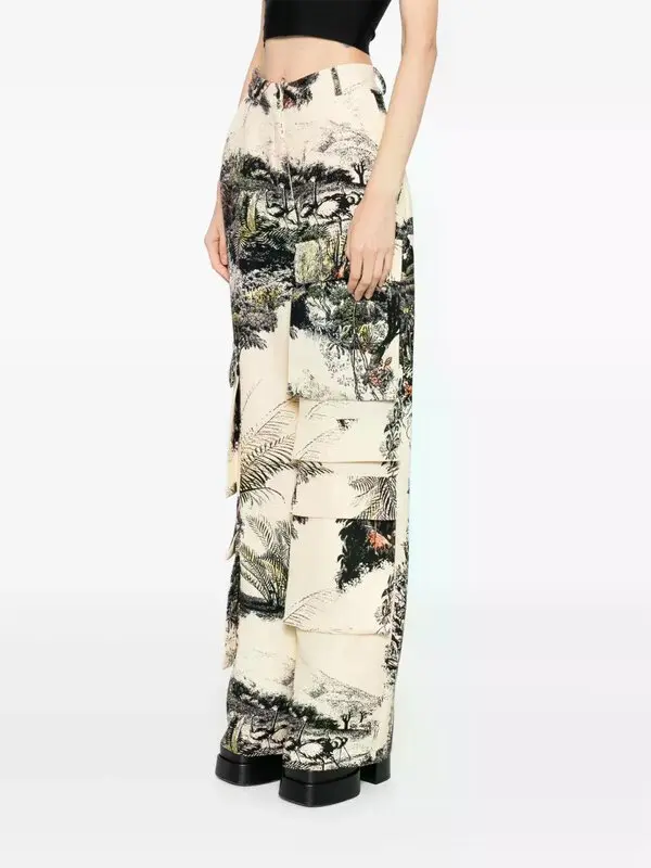 ISABEL SANCHIS Landscape Print Cargo Trousers