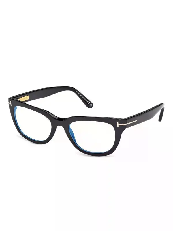 TOM FORD Cat Eye Optical Glasses With Gold Tone Detailing - Black