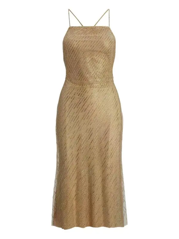 Ralph Lauren Metallic Mesh Slip Dress - Neutrals