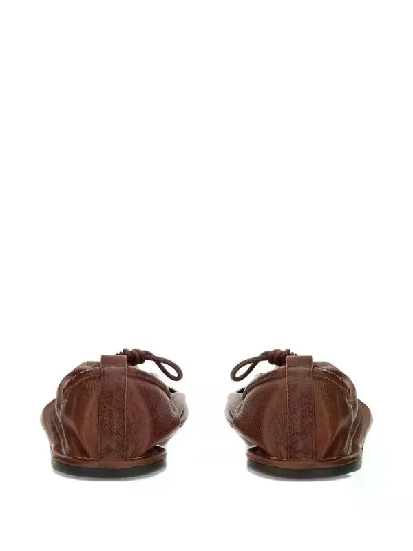 Hereu Puntera Gathered Leather Ballet Flats - Brown