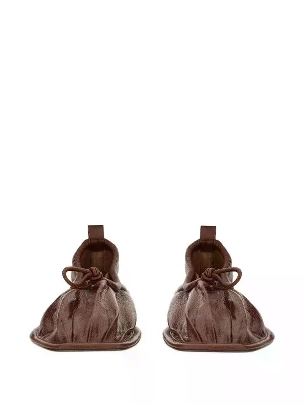 Hereu Puntera Gathered Leather Ballet Flats - Brown