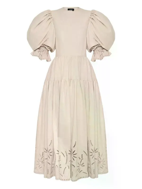 ANOUKI Puffed Sleeve Embroidered Maxi Dress - Neutrals