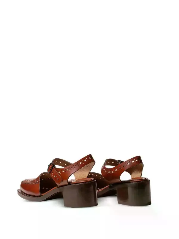 Hereu Buckled Perforated Block Heel Pumps