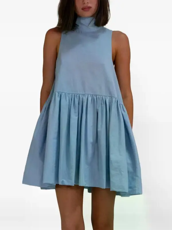 Azeeza High-neck Flared Dress - Blue