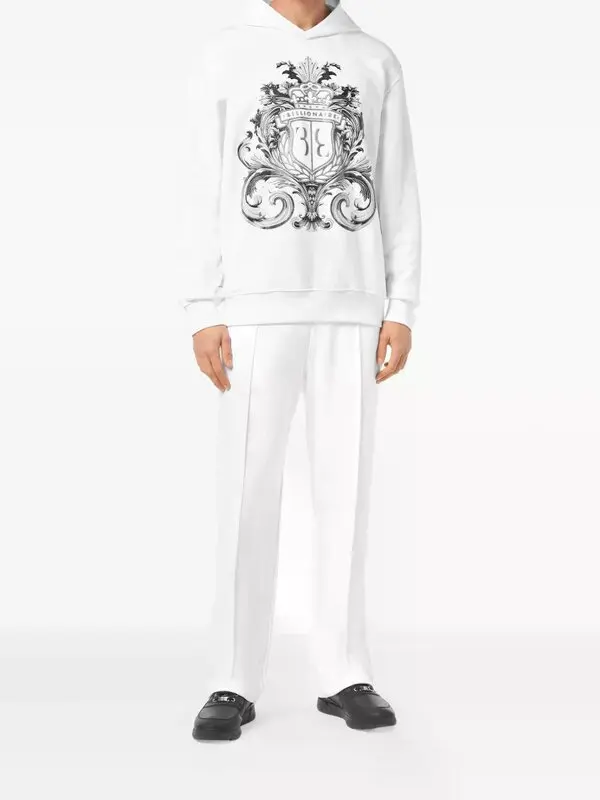 BILLIONAIRE Crest-print Hooded Sweatshirt - White