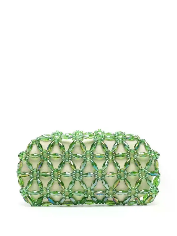 0711 TBILISI Bead-embellished Clutch - Green