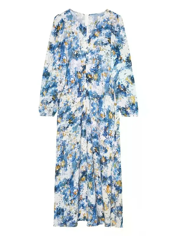 Marc O'polo Floral-print Long-sleeve Dress - Blue