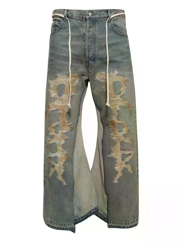 RRR123 Layered Wide-leg Jeans With Distressing