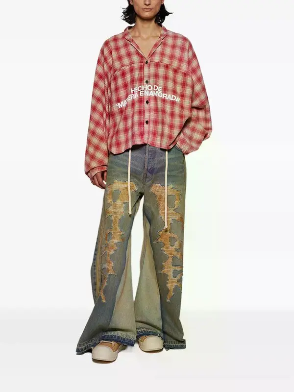 RRR123 Layered Wide-leg Jeans With Distressing