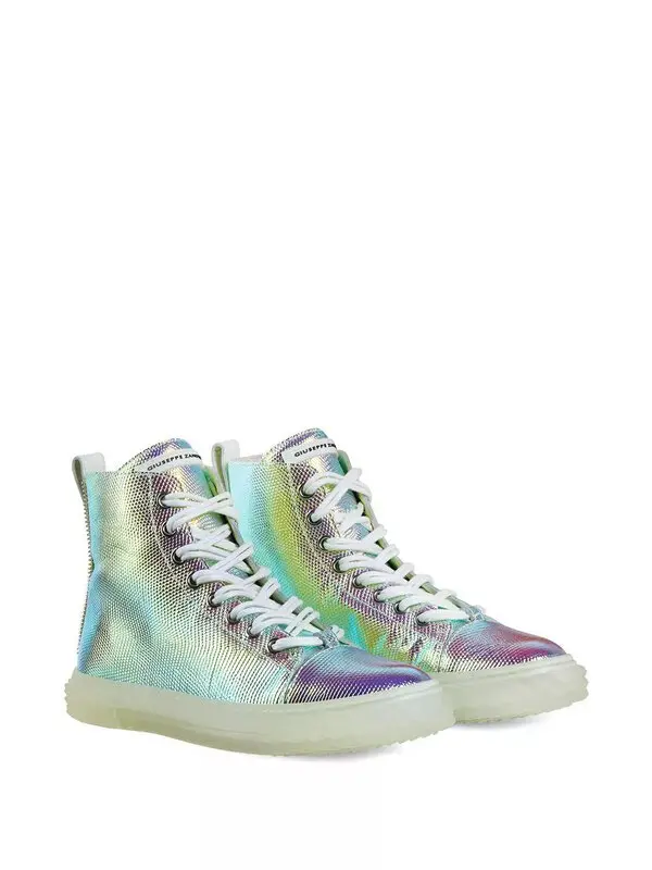 GIUSEPPE ZANOTTI High-top Lace-up Sneakers - Silver