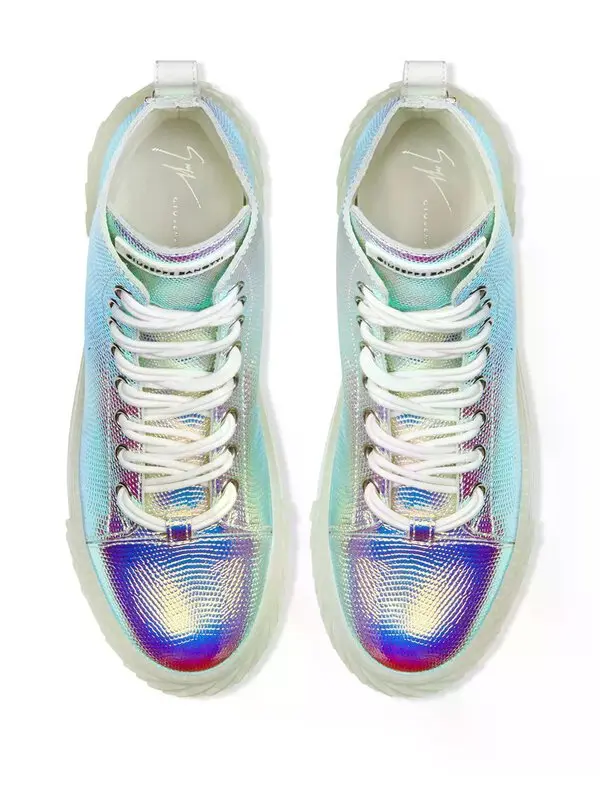 GIUSEPPE ZANOTTI High-top Lace-up Sneakers - Silver