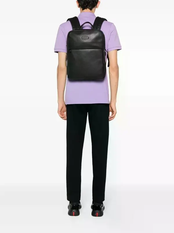 PIQUADRO Logo-patch Leather Backpack