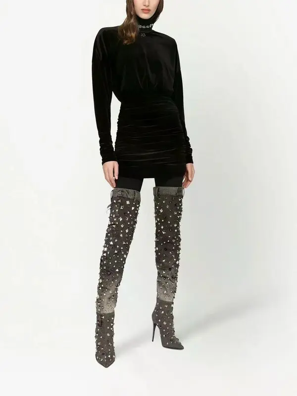 Dolce & Gabbana Draped Velvet Mini Dress