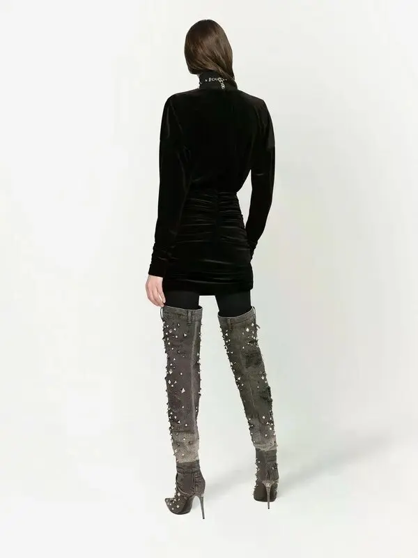 Dolce & Gabbana Draped Velvet Mini Dress