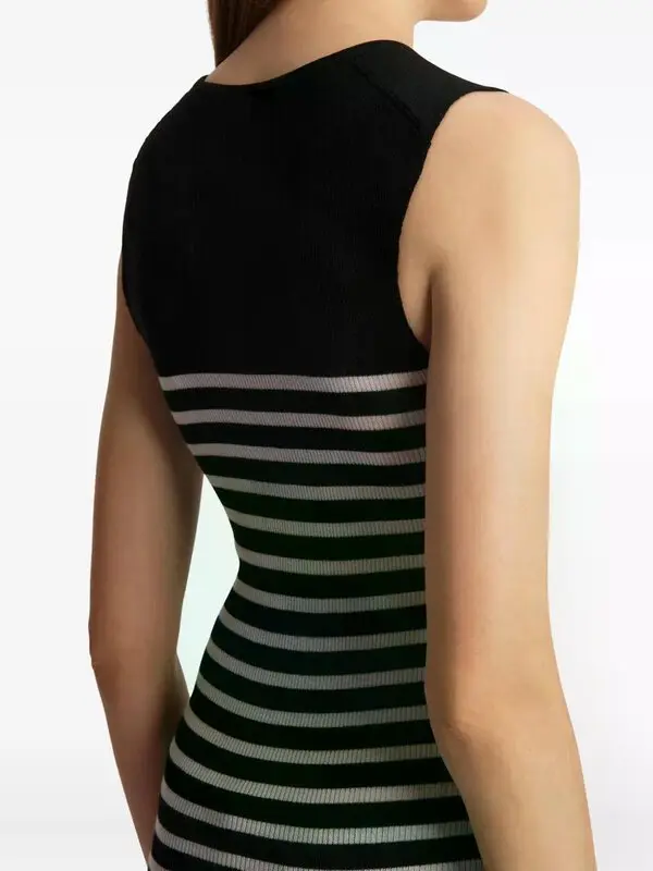Khaite Renato Ribbed V-neck Striped Top - Black