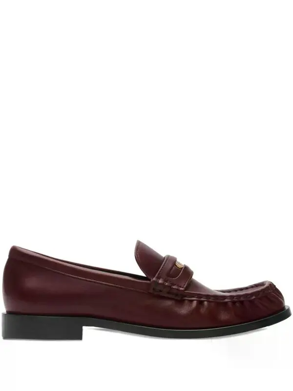 Burberry Leather Cadet Loafers With Enamelled Knight Stamp - Red