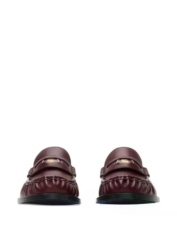Burberry Leather Cadet Loafers With Enamelled Knight Stamp - Red