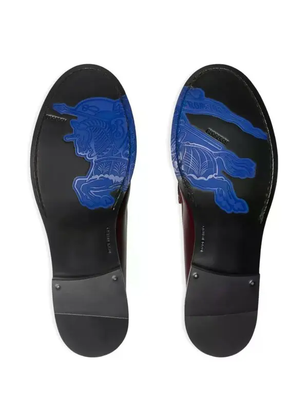 Burberry Leather Cadet Loafers With Enamelled Knight Stamp - Red