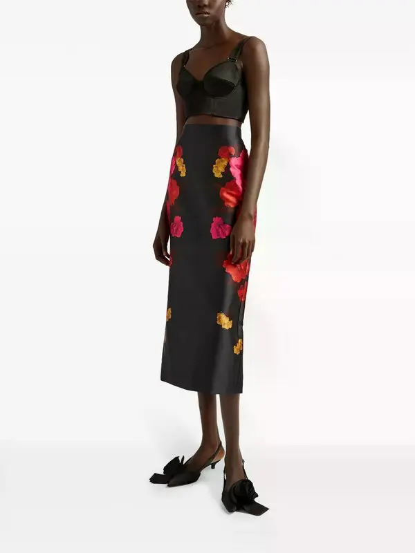 Erdem Floral-print High-waisted Midi Pencil Skirt