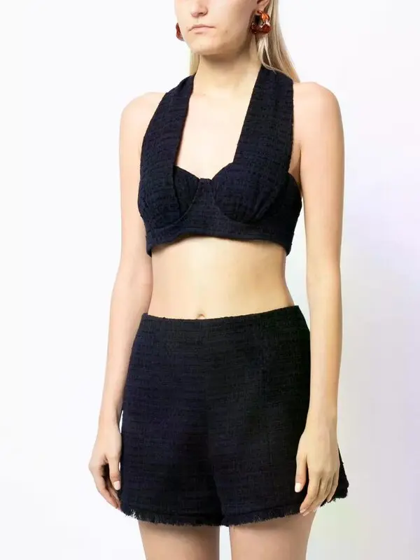 Zimmermann Tweed Halterneck Cropped Top