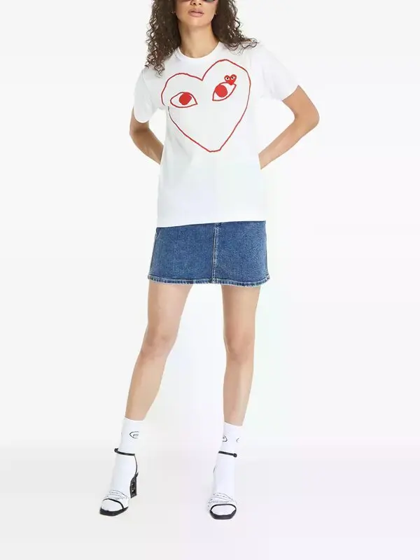 Play Comme Des Garcon Heart Print Crewneck T-shirt