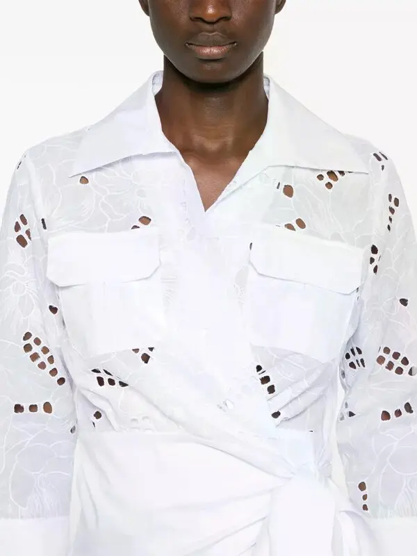 D.exterior Embroidered Cotton Blend Wrap Shirt