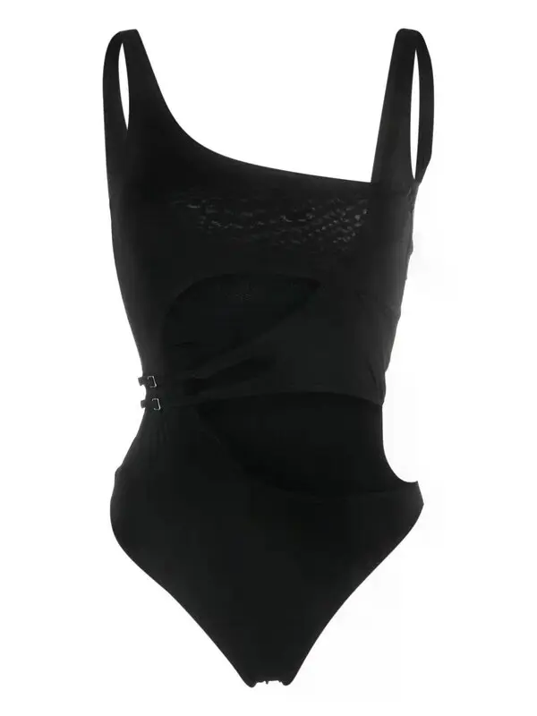 Off-White Cut-out High-cut Swimsuit - Black