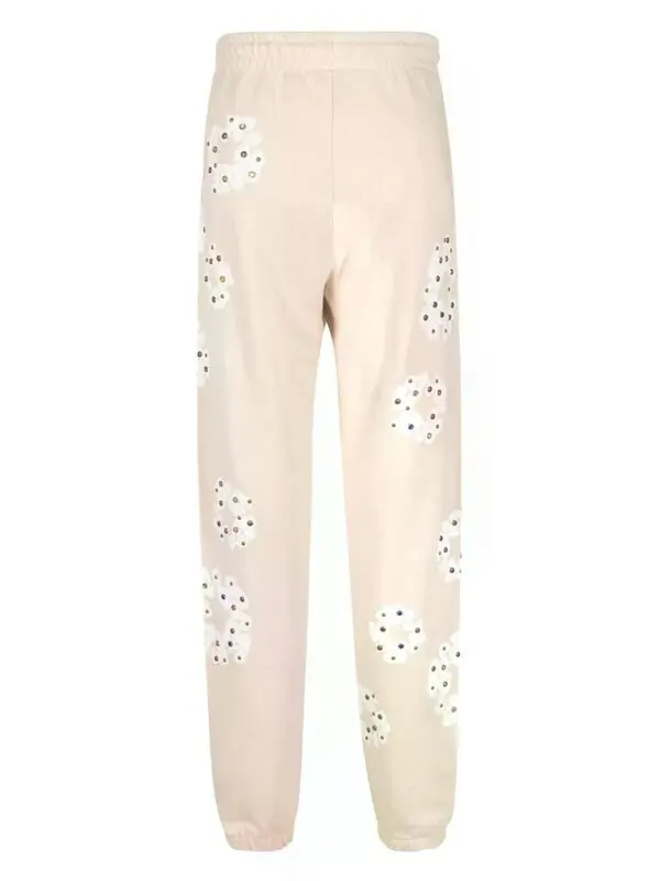 DENIM TEARS Rhinestone Cotton Wreath-print Track Pants - Neutrals