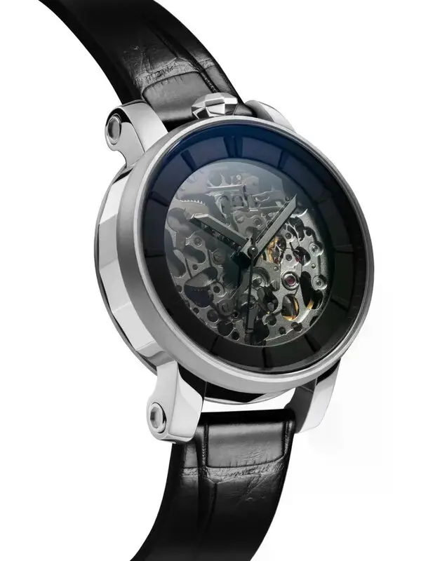 FOB PARIS Stainless Steel Automatic Skeleton Dial Watch