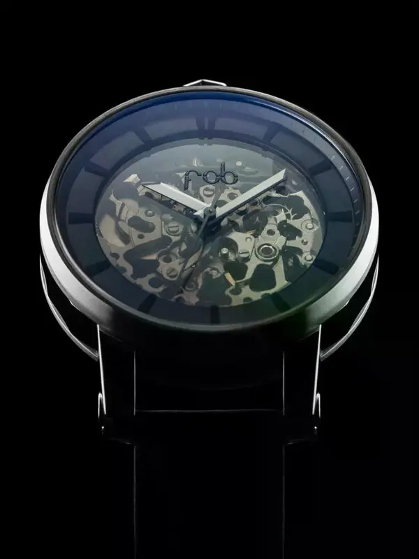 FOB PARIS Stainless Steel Automatic Skeleton Dial Watch