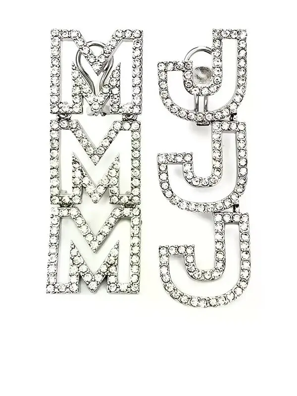 Marc Jacobs Mj Crystal-embellished Earrings - Silver