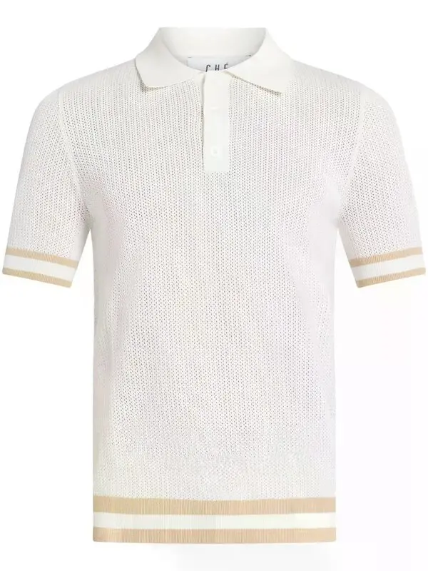 CHE Open-knit Cotton Polo Shirt - White