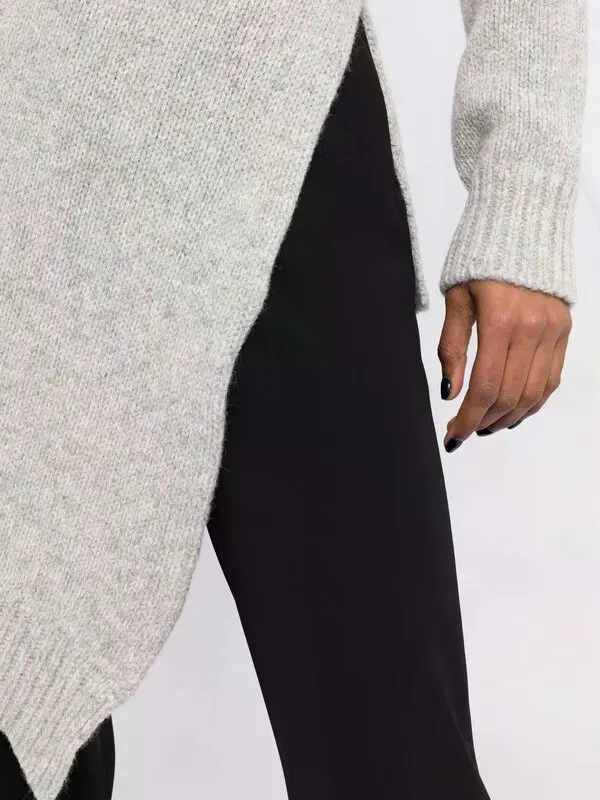 JIL SANDER Asymmetric Virgin Wool Roll Neck Jumper - Grey