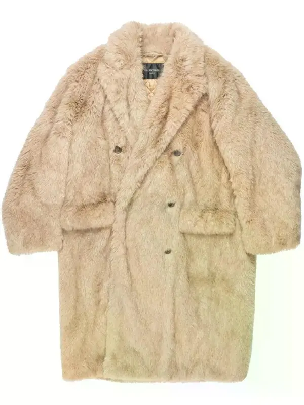 Balenciaga Faux Fur Double-breasted Coat - Neutrals